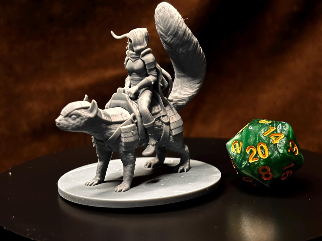 Female Elf Ranger on Dire Squirrel Mount D&D 5e Miniatures 3D Printed ...