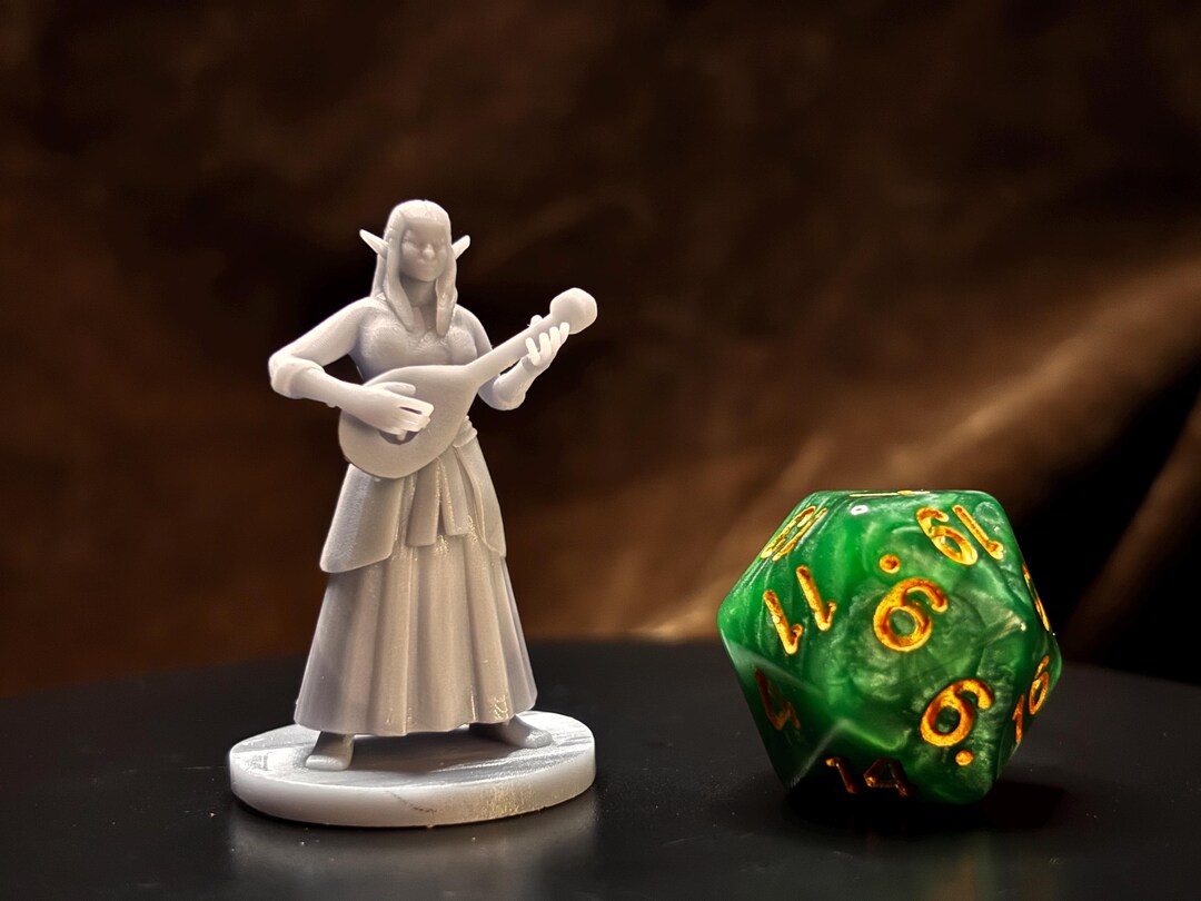 Female Elf Bard /w Lute D&D 5e Miniatures 3D Printed Minis Dungeons and ...