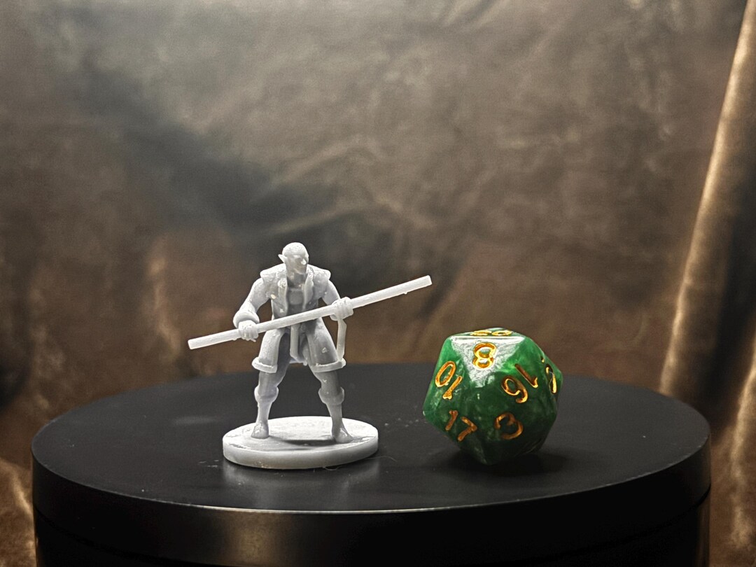 Half Elf Monk With Staff Bald Head D&D 5e Miniatures 3D Printed Minis ...