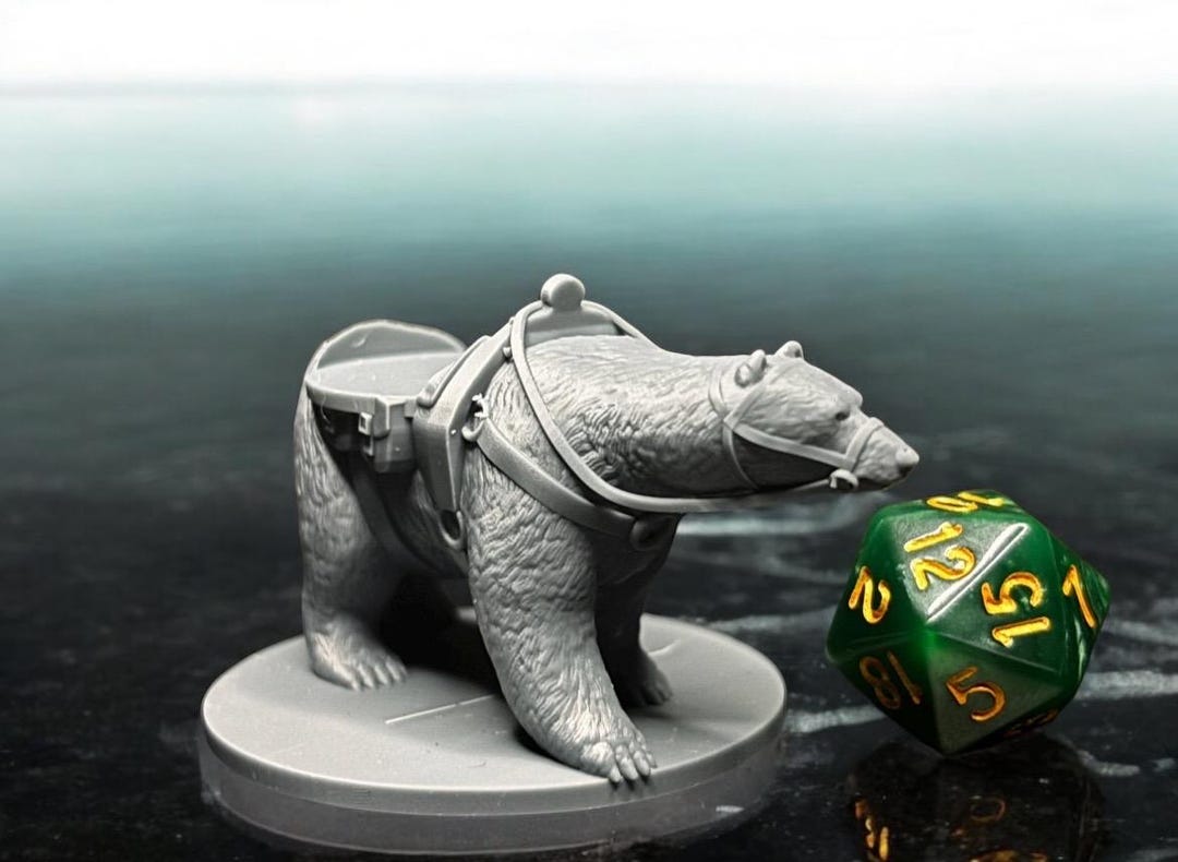 Polar Bear Mount Saddled With Mini Slot D&D 5e Miniatures 3D Printed ...
