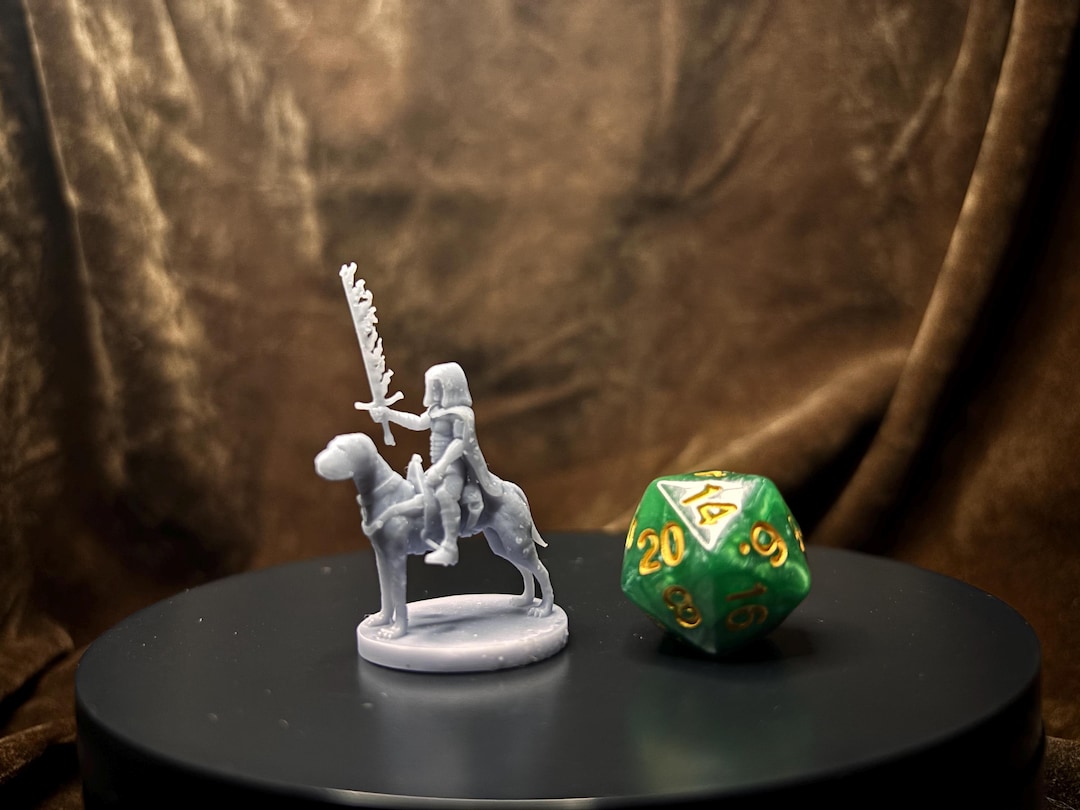 Female Halfling /w Flame Sword Riding Dog D&D 5e Miniatures 3D Printed ...