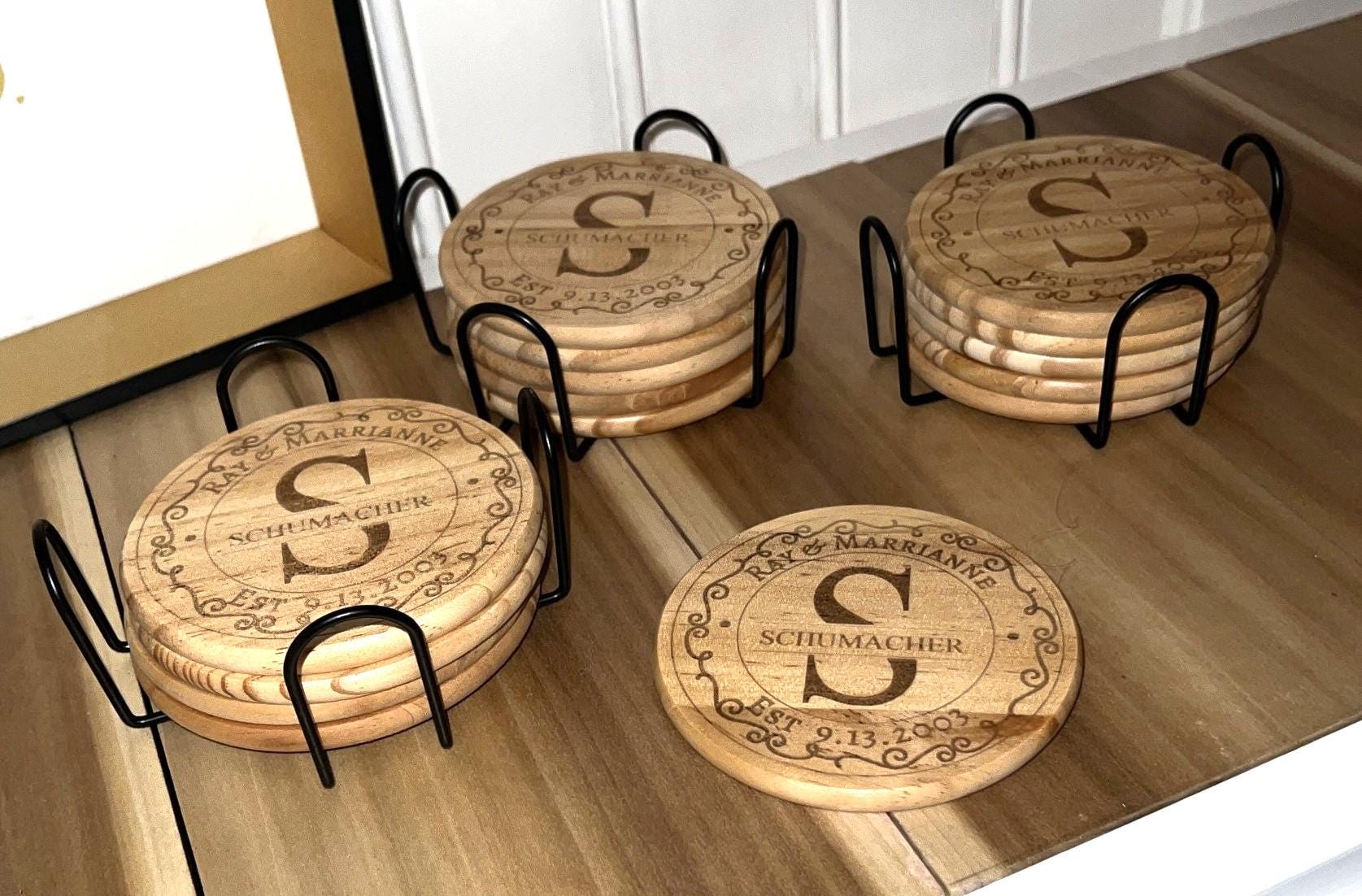 Custom Circular Wooden Coasters - Set of Five - Etsy