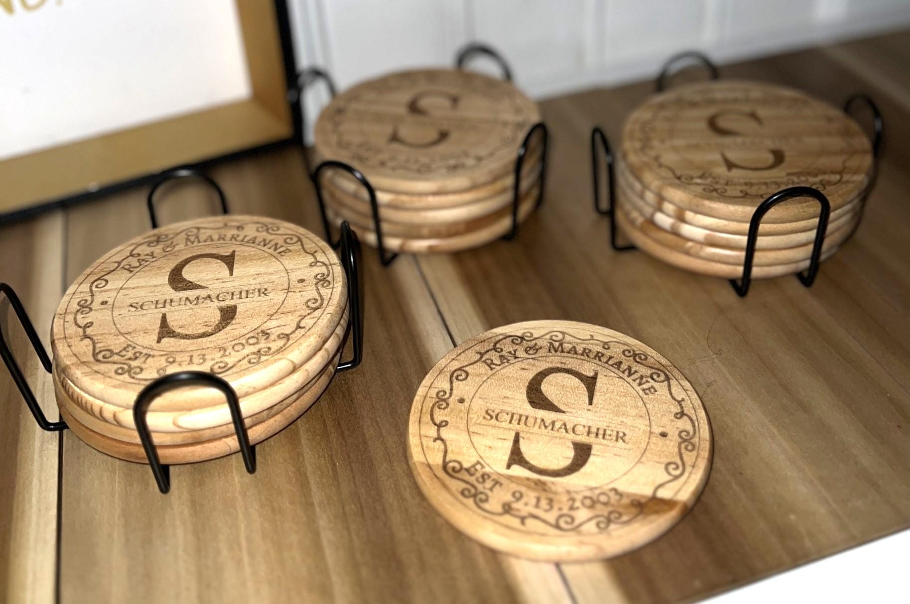 Custom Circular Wooden Coasters - Set of Five - Etsy