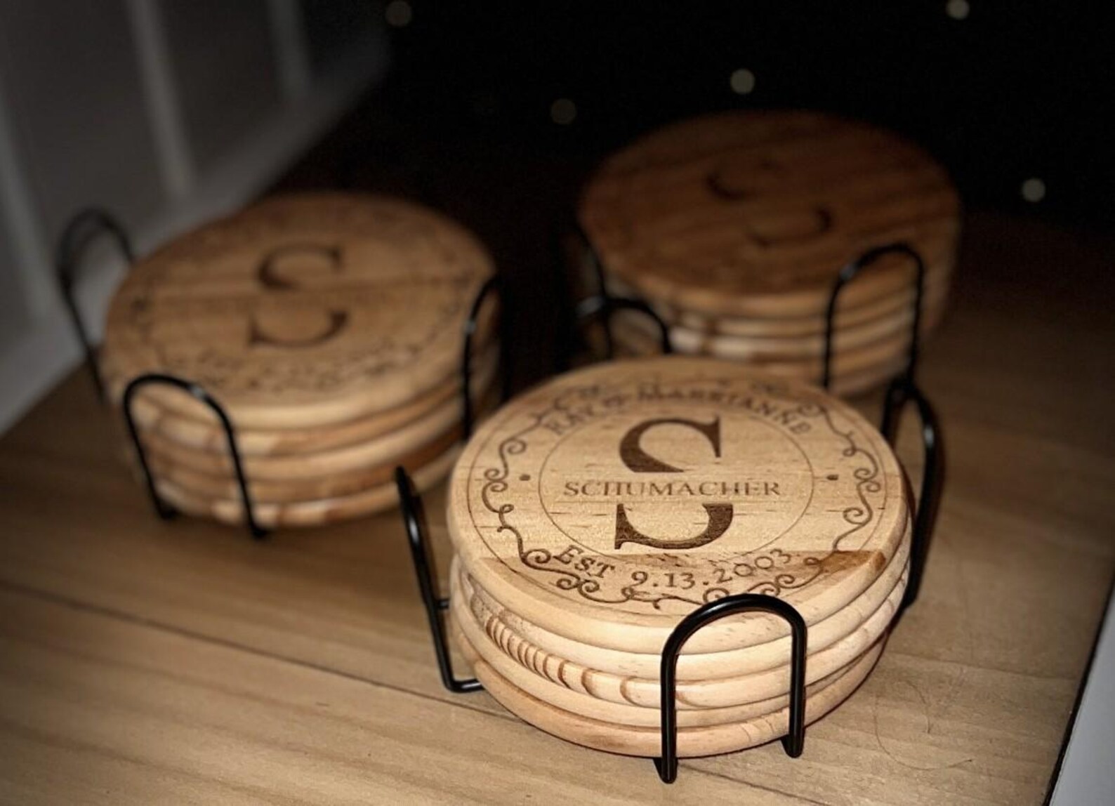 Custom Circular Wooden Coasters - Set of Five - Etsy