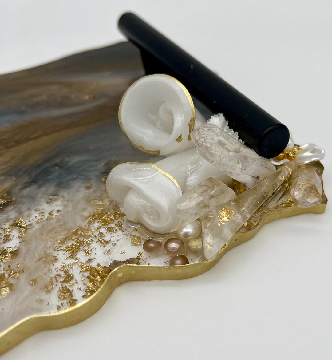 TWO Trays! - Large and Small Serving Trays With REAL Crystals - Etsy