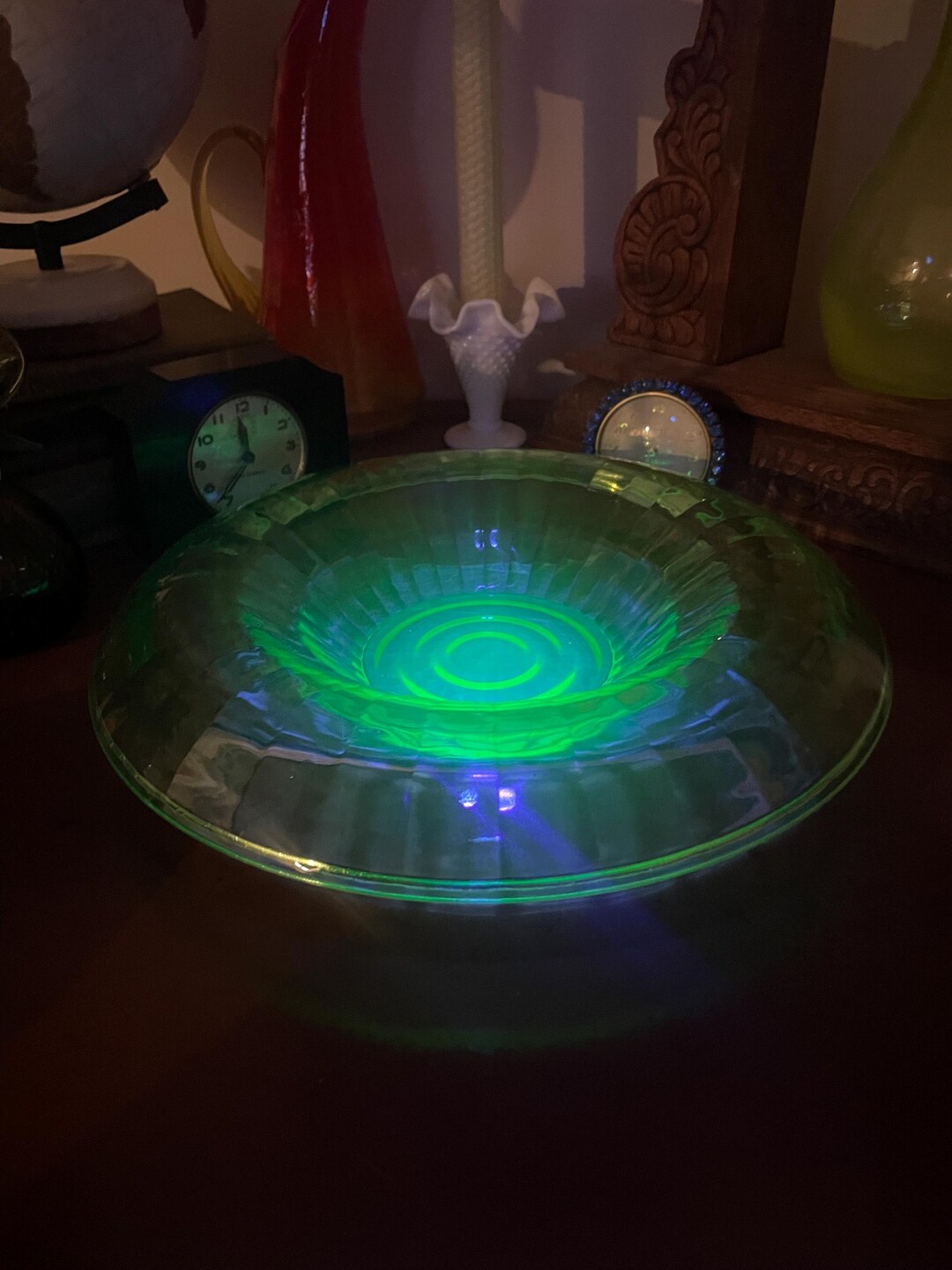 Vintage Large Uranium Depression Glass Block Cube Optic Reversible ...
