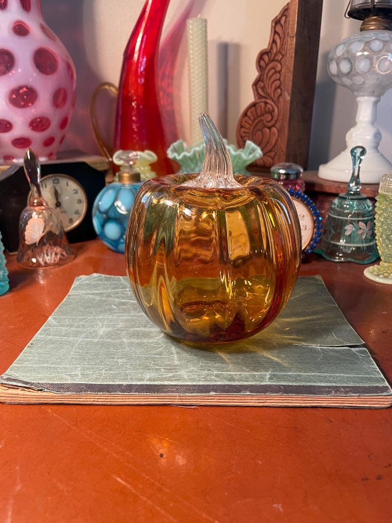 STUNNING Blenko Orange #2005 Blown Glass Pumpkin Autumn Fall Harvest ...