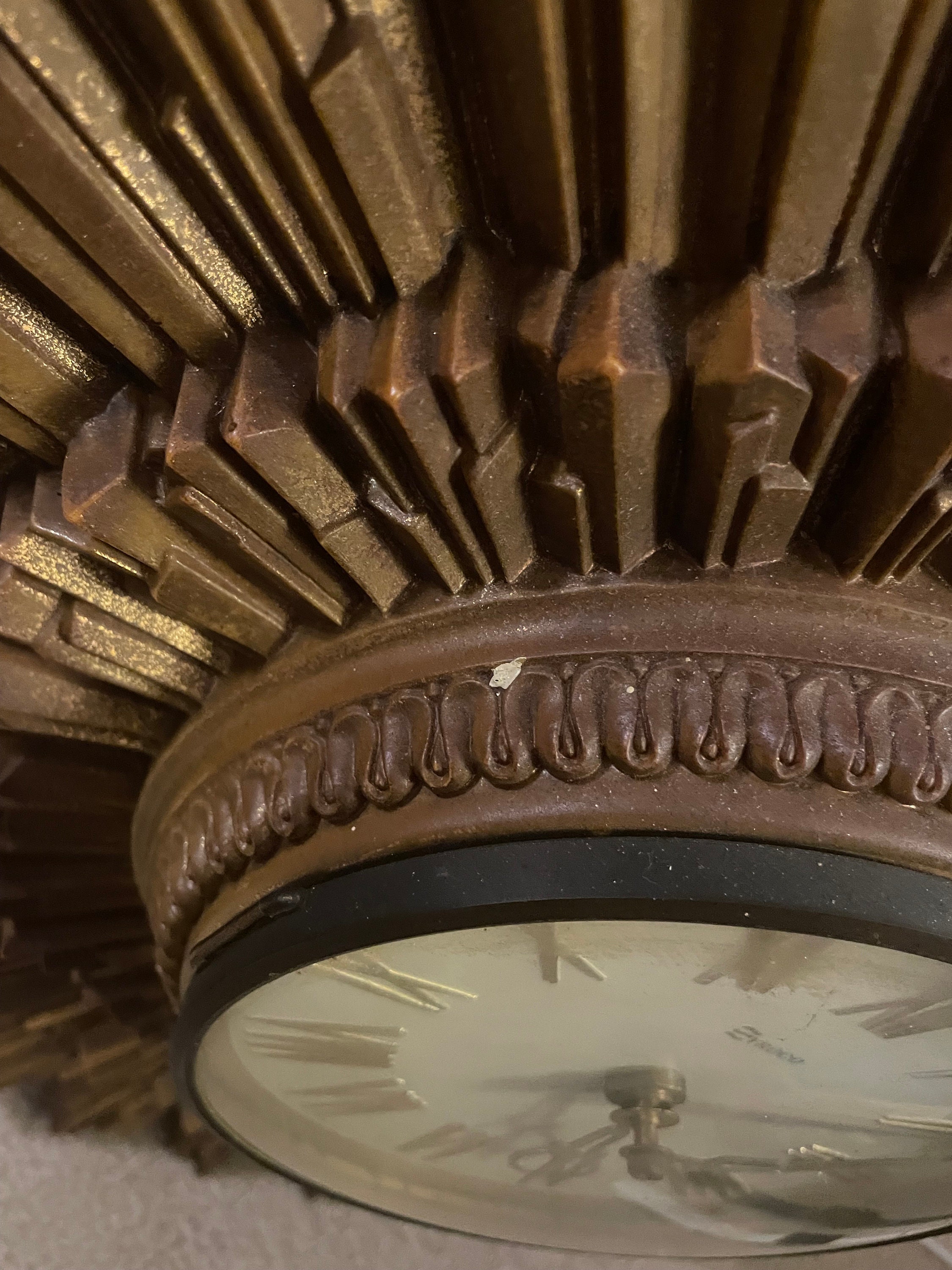 Beautiful MCM Syroco Starburst Gold Wall Clock as Is - Etsy