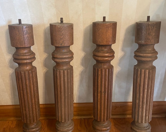 Antique Set of 4 Reclaimed Architectural Wood Column Spindle Table Legs ...