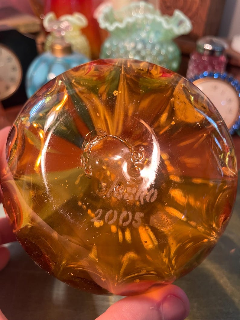 STUNNING Blenko Orange #2005 Blown Glass Pumpkin Autumn Fall Harvest ...