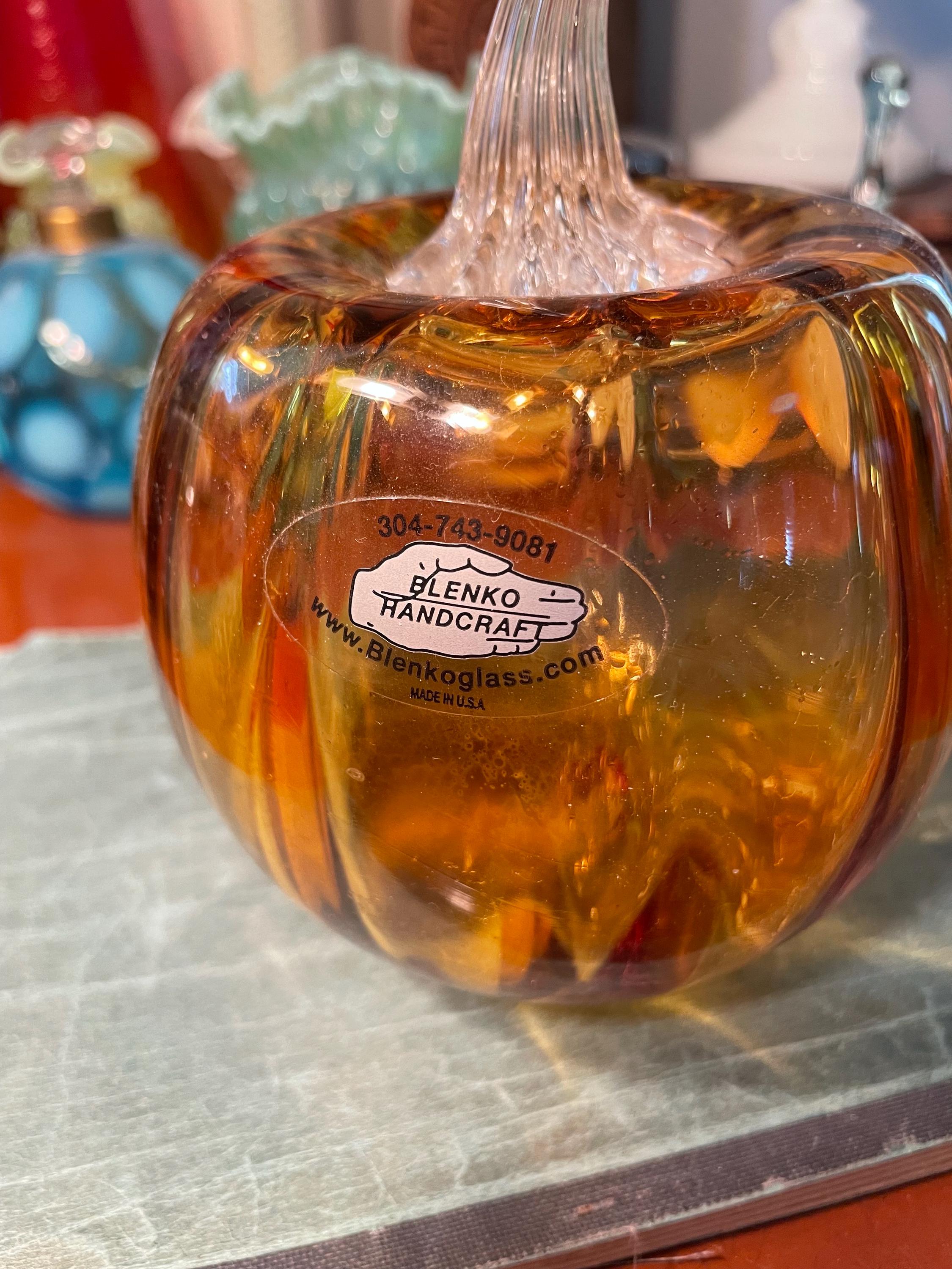 STUNNING Blenko Orange #2005 Blown Glass Pumpkin Autumn Fall Harvest ...