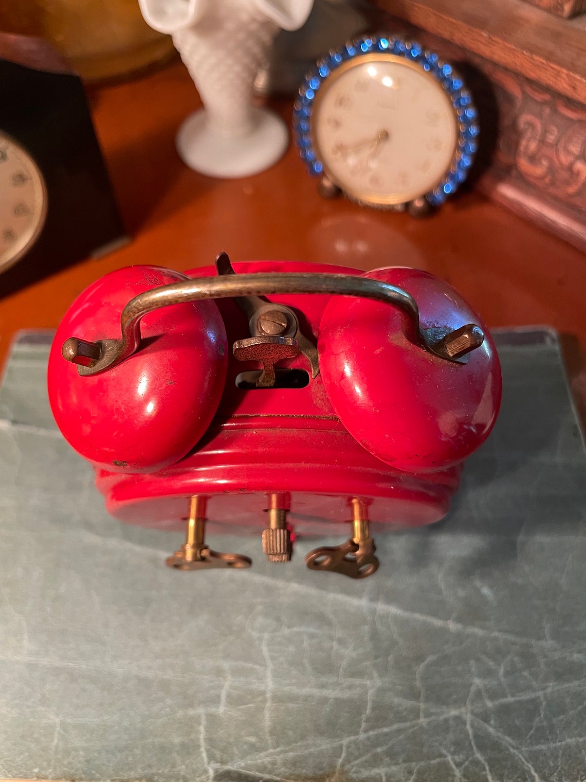 Vintage Jerger Red Blue Mechanical Skeleton Alarm Clock - Etsy