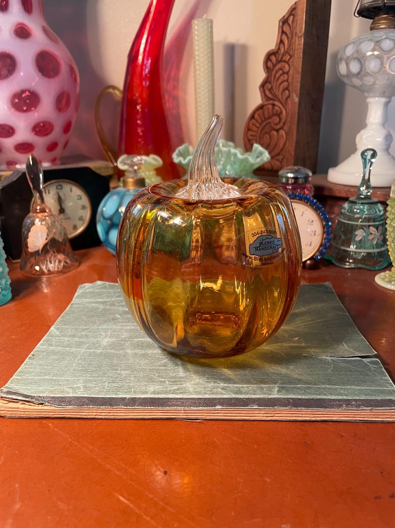 STUNNING Blenko Orange #2005 Blown Glass Pumpkin Autumn Fall Harvest ...