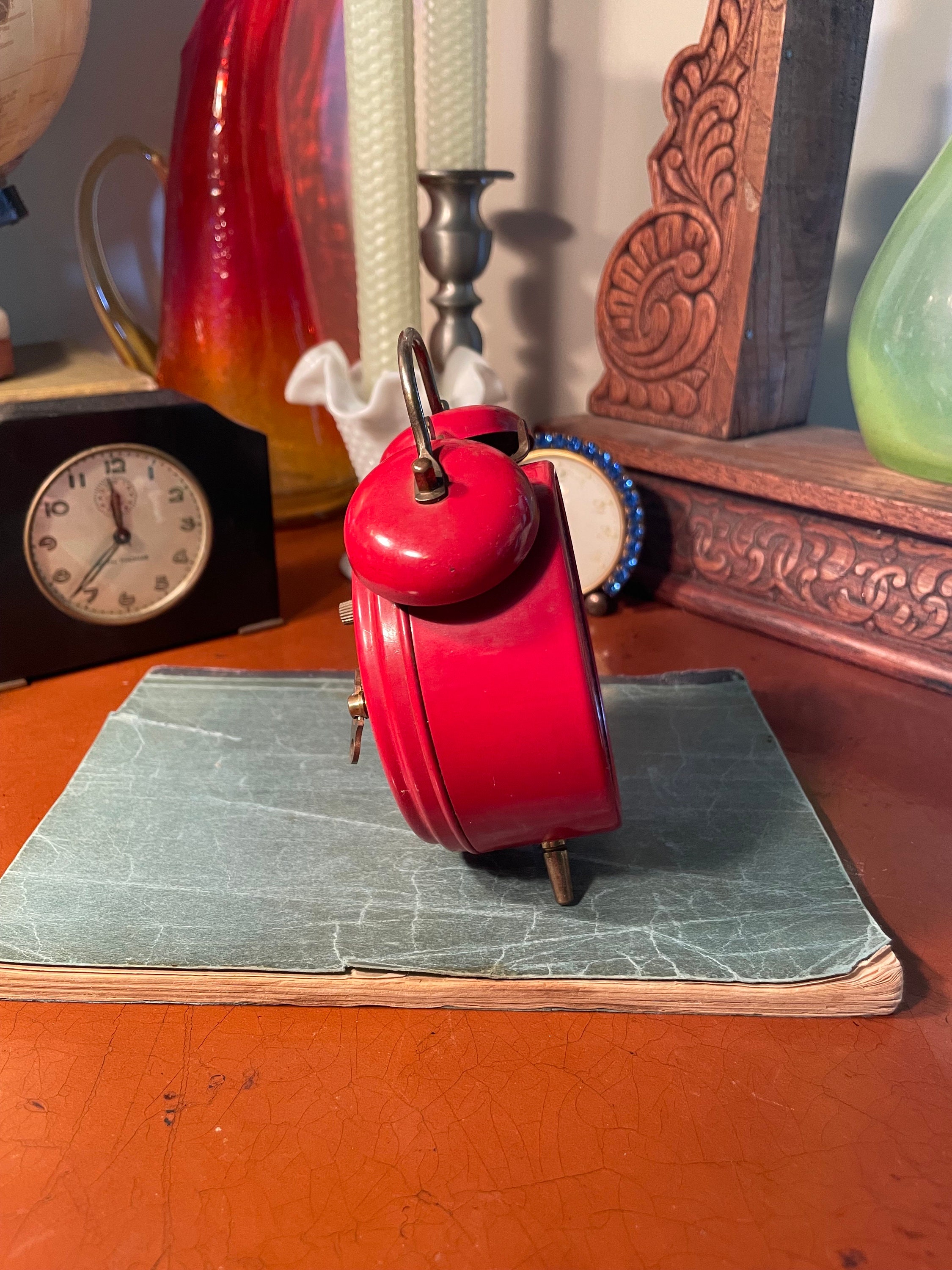 Vintage Jerger Red Blue Mechanical Skeleton Alarm Clock - Etsy