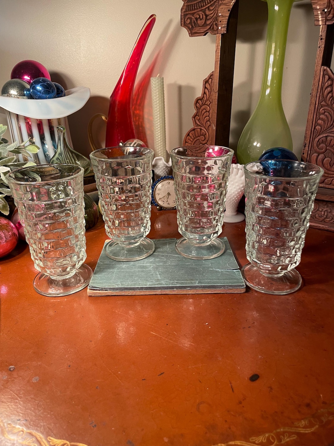 Vintage MCM Clear Colony Whitehall Block Cube Cubist Square Glass ...