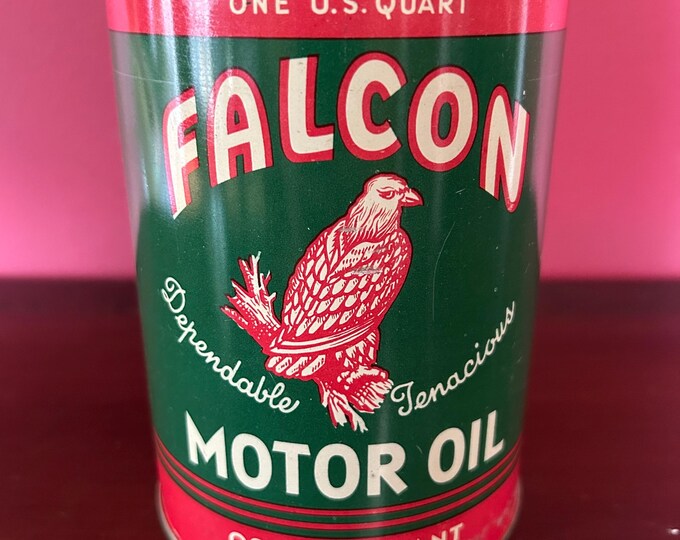Amazing Vintage Falcon Motor Oil Can Empty Great Condition Oil Can Gas ...