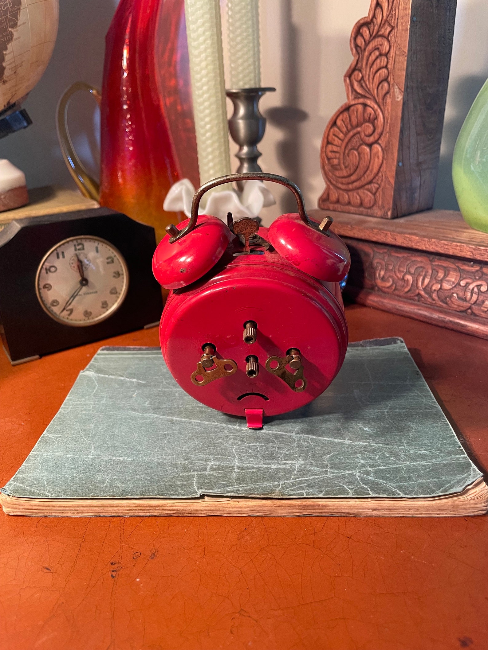 Vintage Jerger Red Blue Mechanical Skeleton Alarm Clock - Etsy