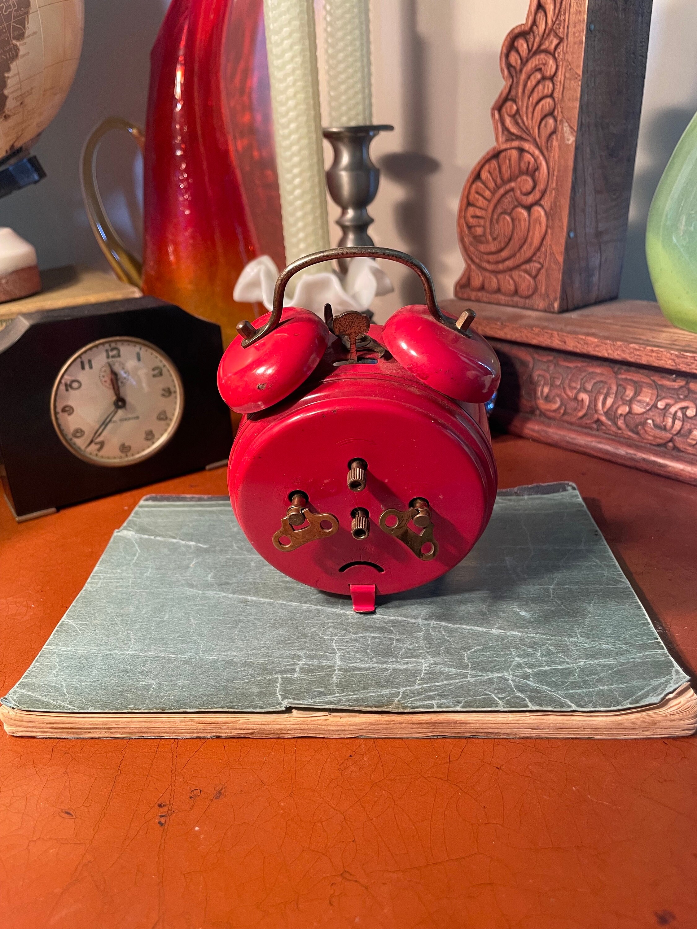 Vintage Jerger Red Blue Mechanical Skeleton Alarm Clock - Etsy