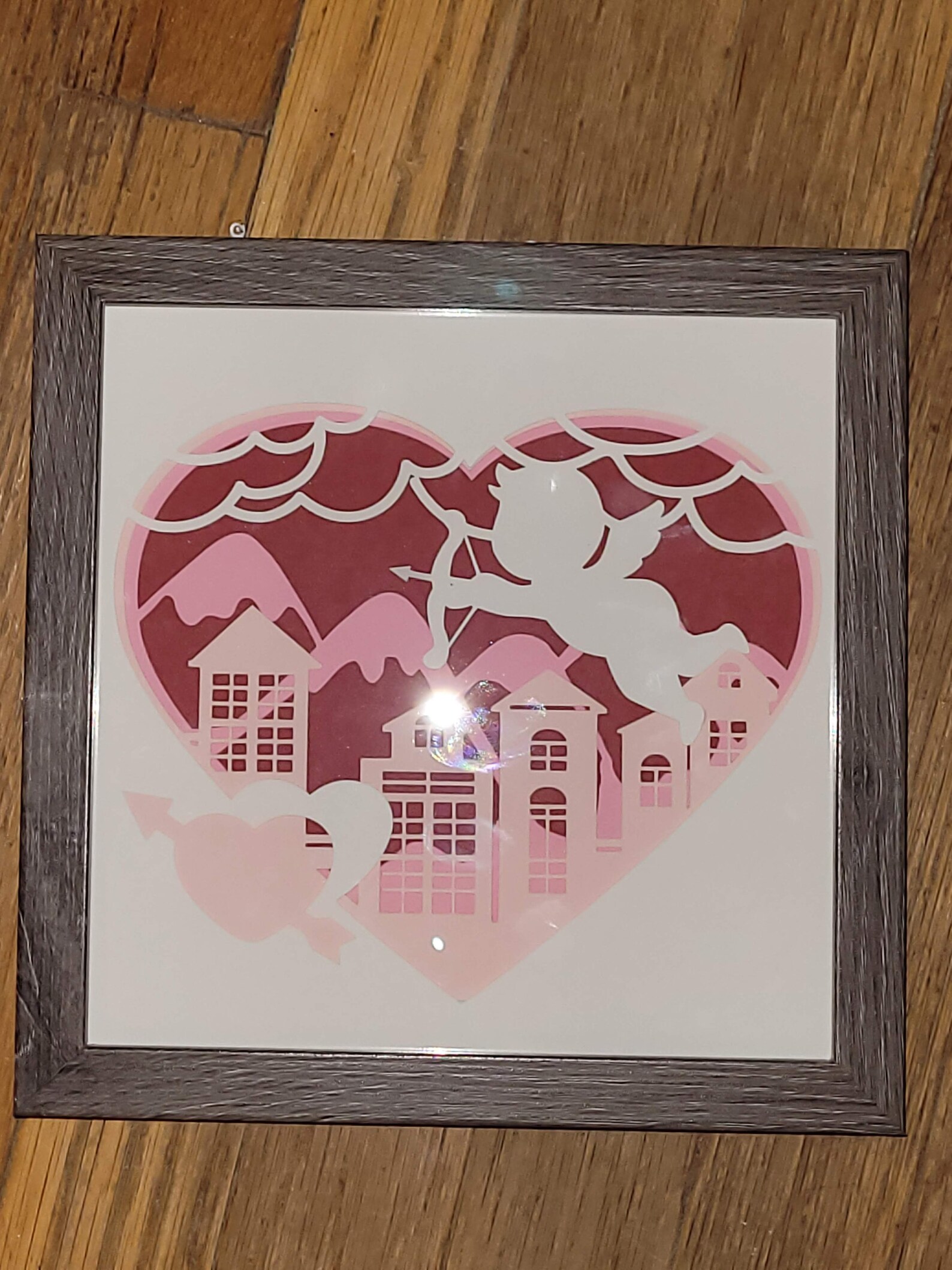 3D Layered Paper Cupid Art in Shadow Box With Real Glass, Size 8x8 ...