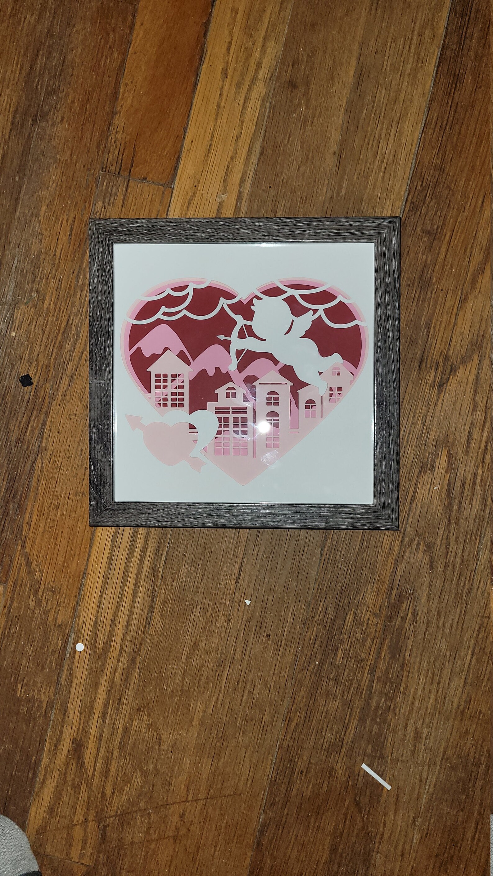 3D Layered Paper Cupid Art in Shadow Box With Real Glass, Size 8x8 ...