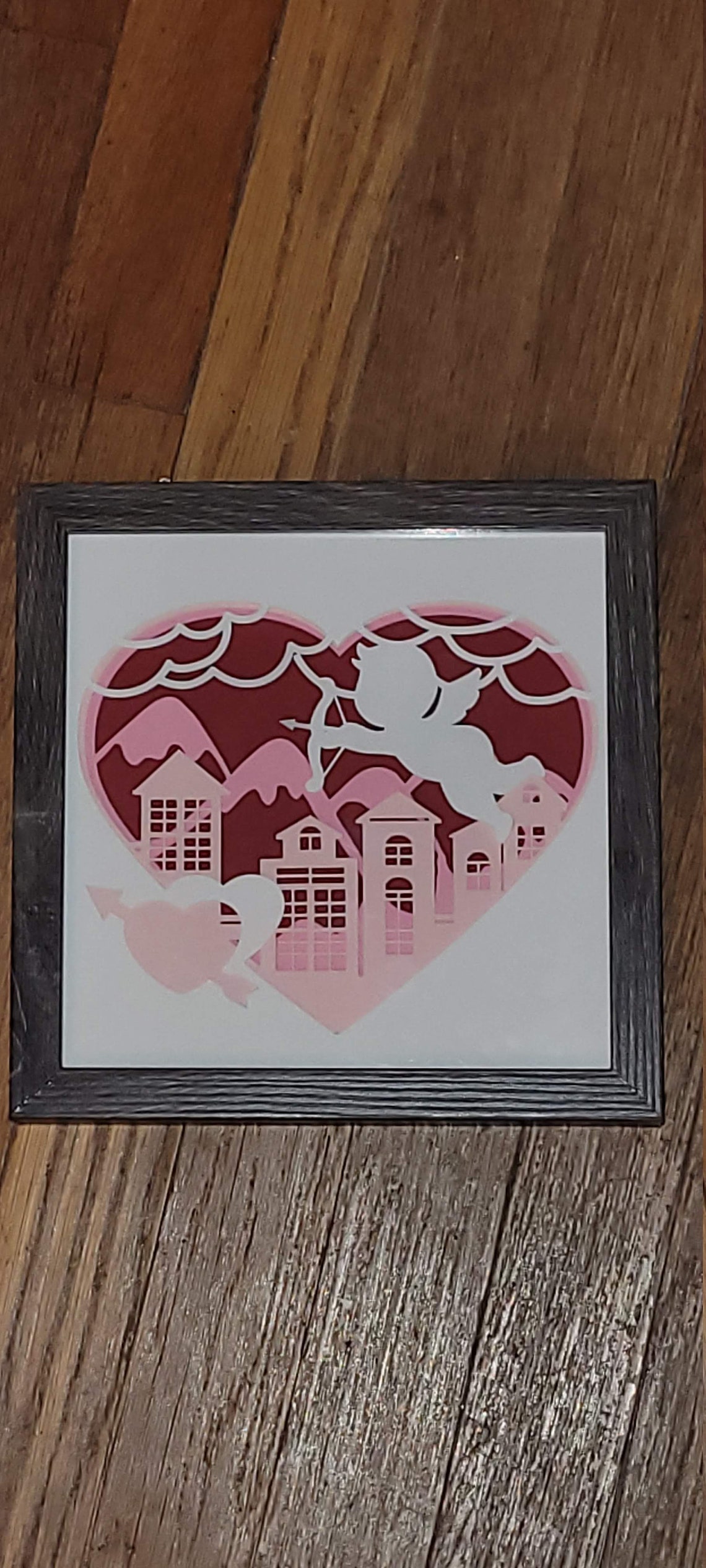 3D Layered Paper Cupid Art in Shadow Box With Real Glass, Size 8x8 ...