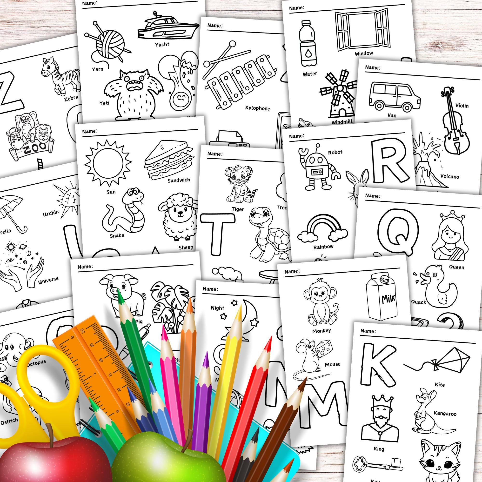Alphabet Coloring Pages Digital Product. Preschool Coloring. Alphabet ...
