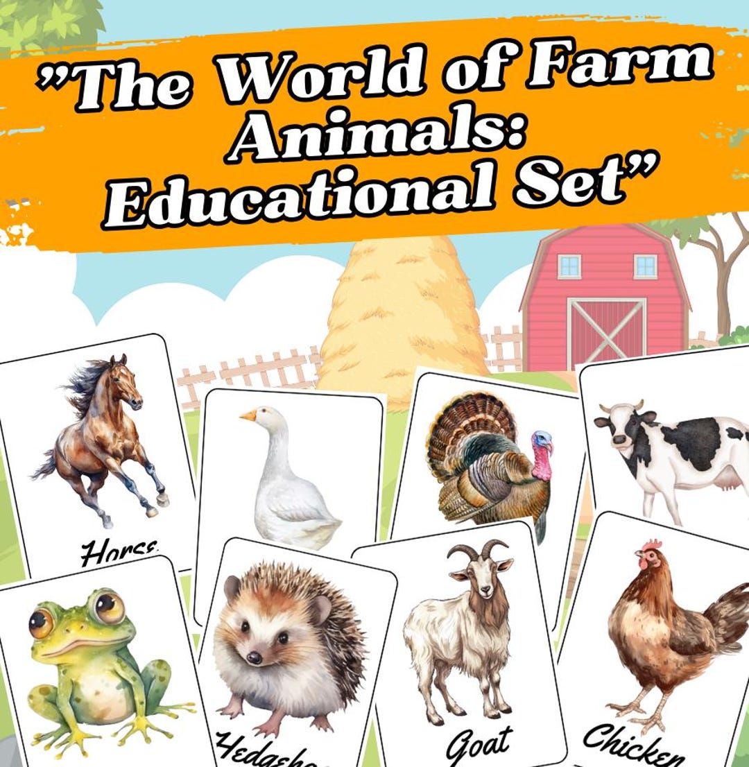 Montessori Flashcards 30-card Set "farm Animals" for Kids - Etsy