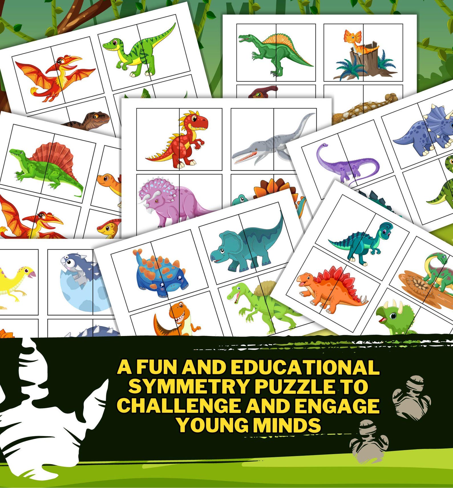 Dinosaur Match and Learn Game | Printable Dinosaur Memory Game - Etsy