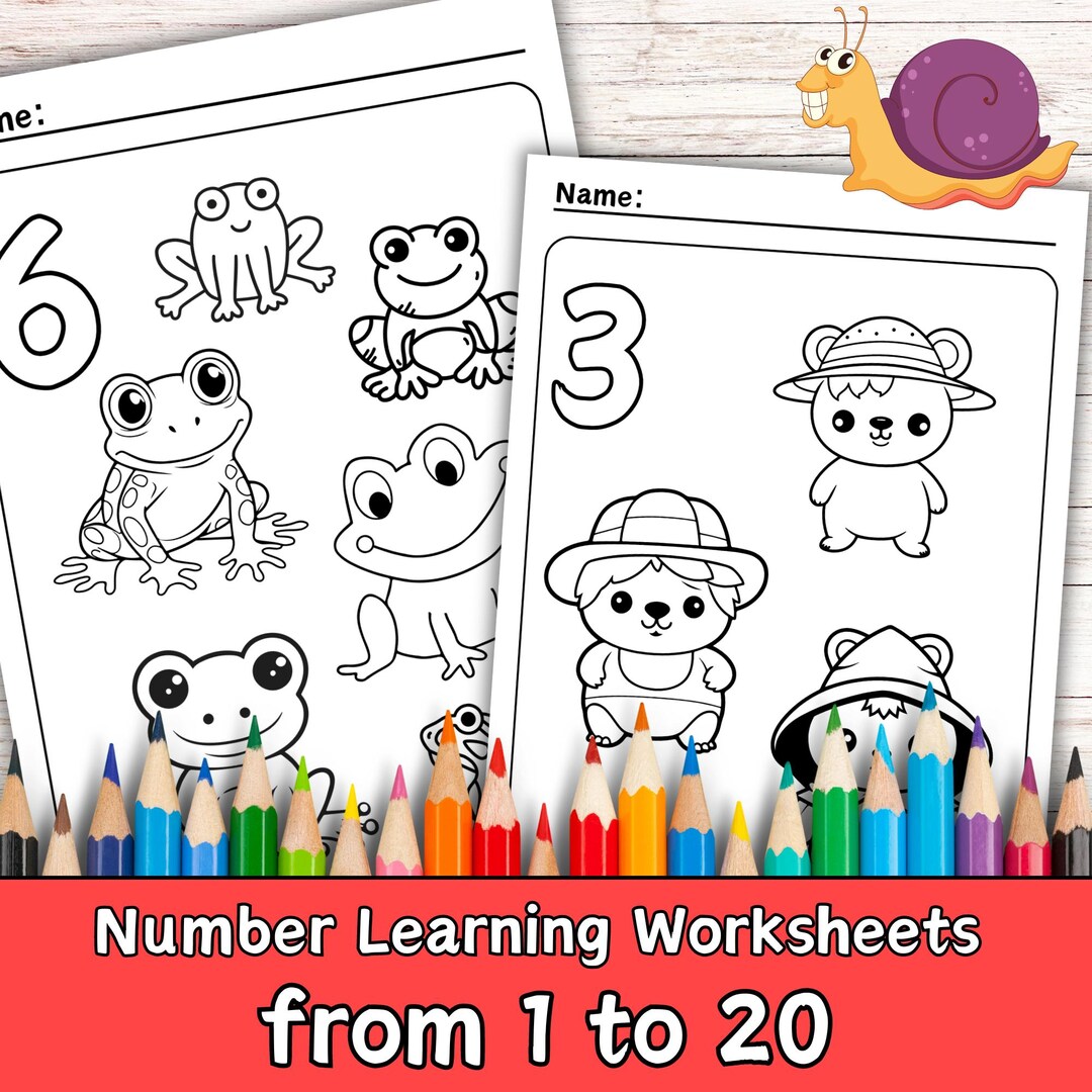 Number Learning Worksheets From 1 to 20–digital Product,number Practice ...