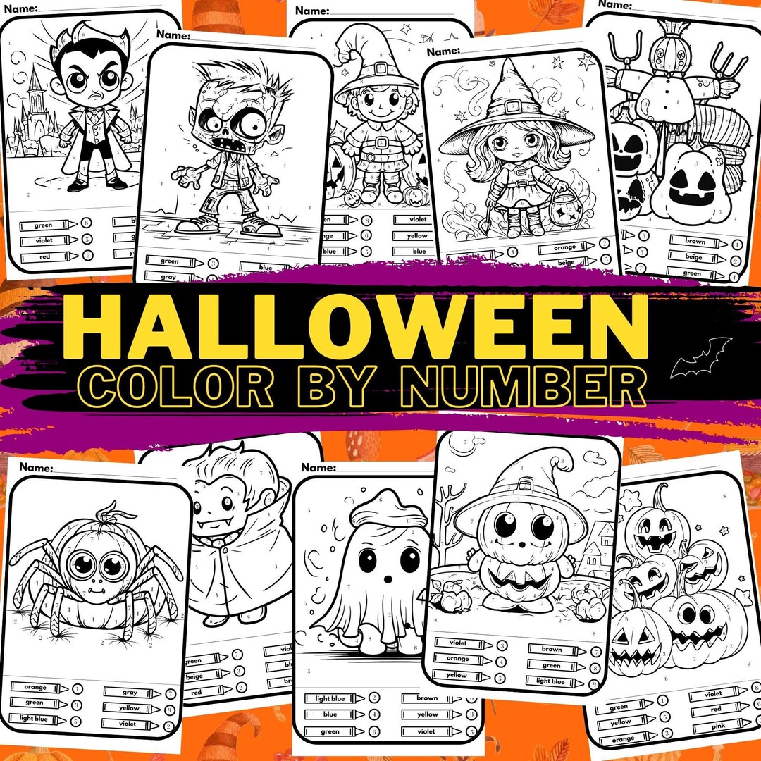 12 Halloween Printables to Color by Numbers: Teaching Numbers and ...