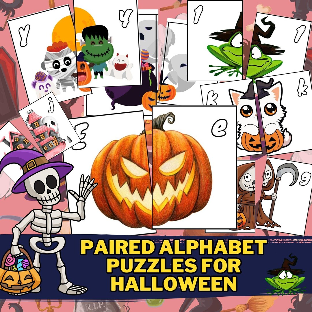 Printable alphabet puzzle. Halloween Matching Game - Etsy España
