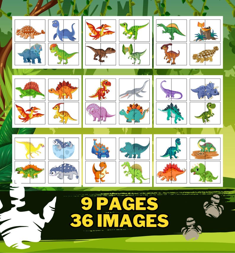 Dinosaur Match and Learn Game Printable Dinosaur Memory Game - Etsy
