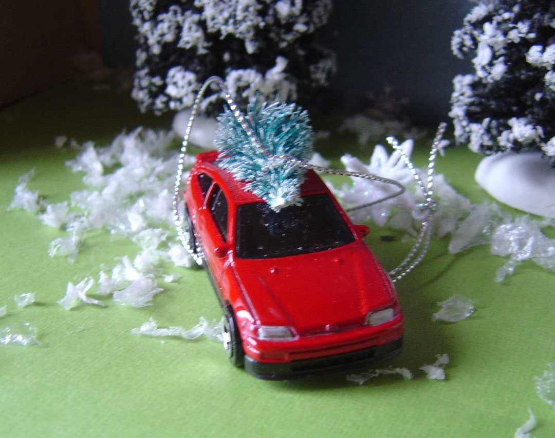 1988 Red Honda CRX With Christmas Tree Ornament - Etsy