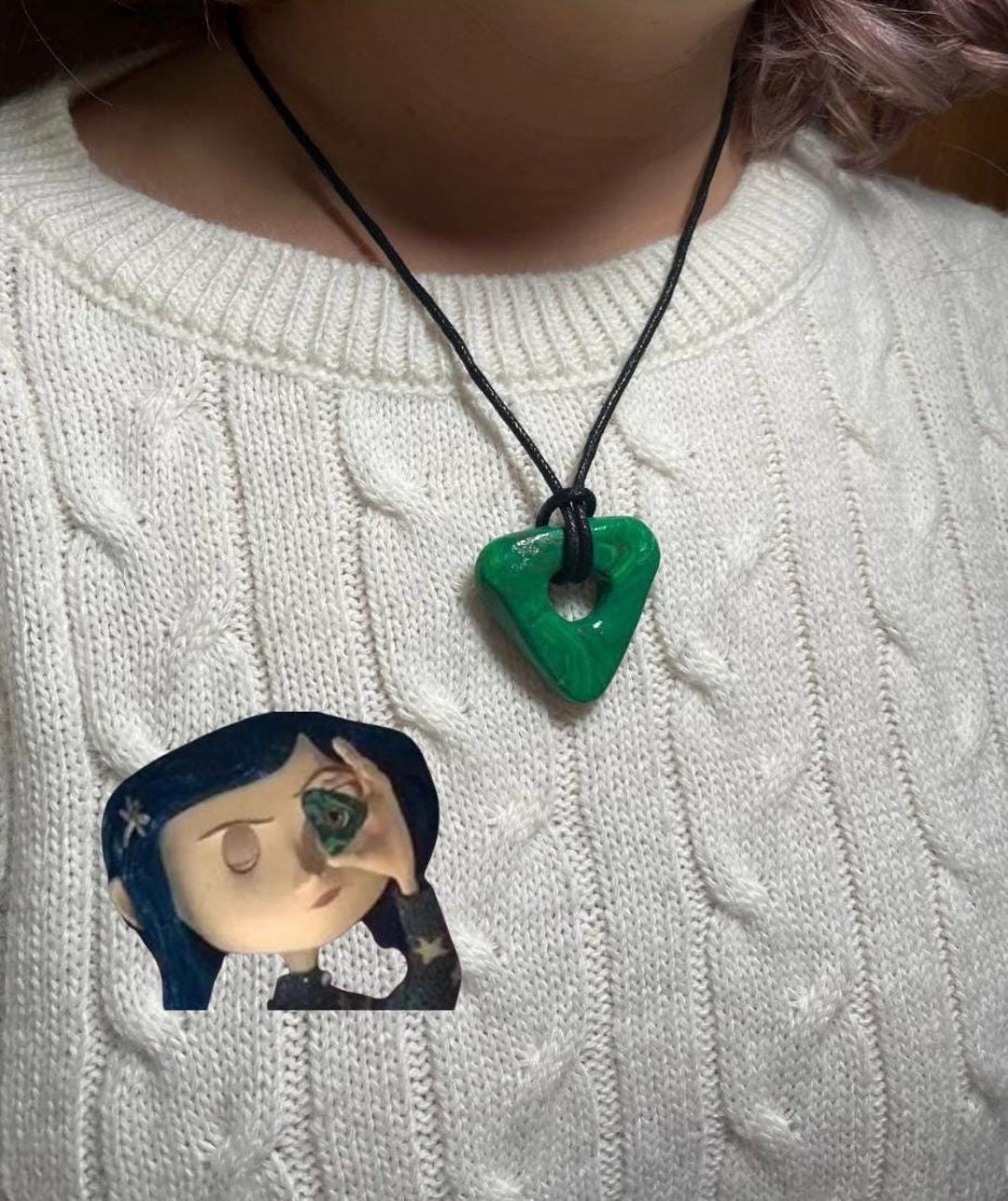 Limited Edition Coraline Seeing Stone Necklace - Handmade Green Pendant ...