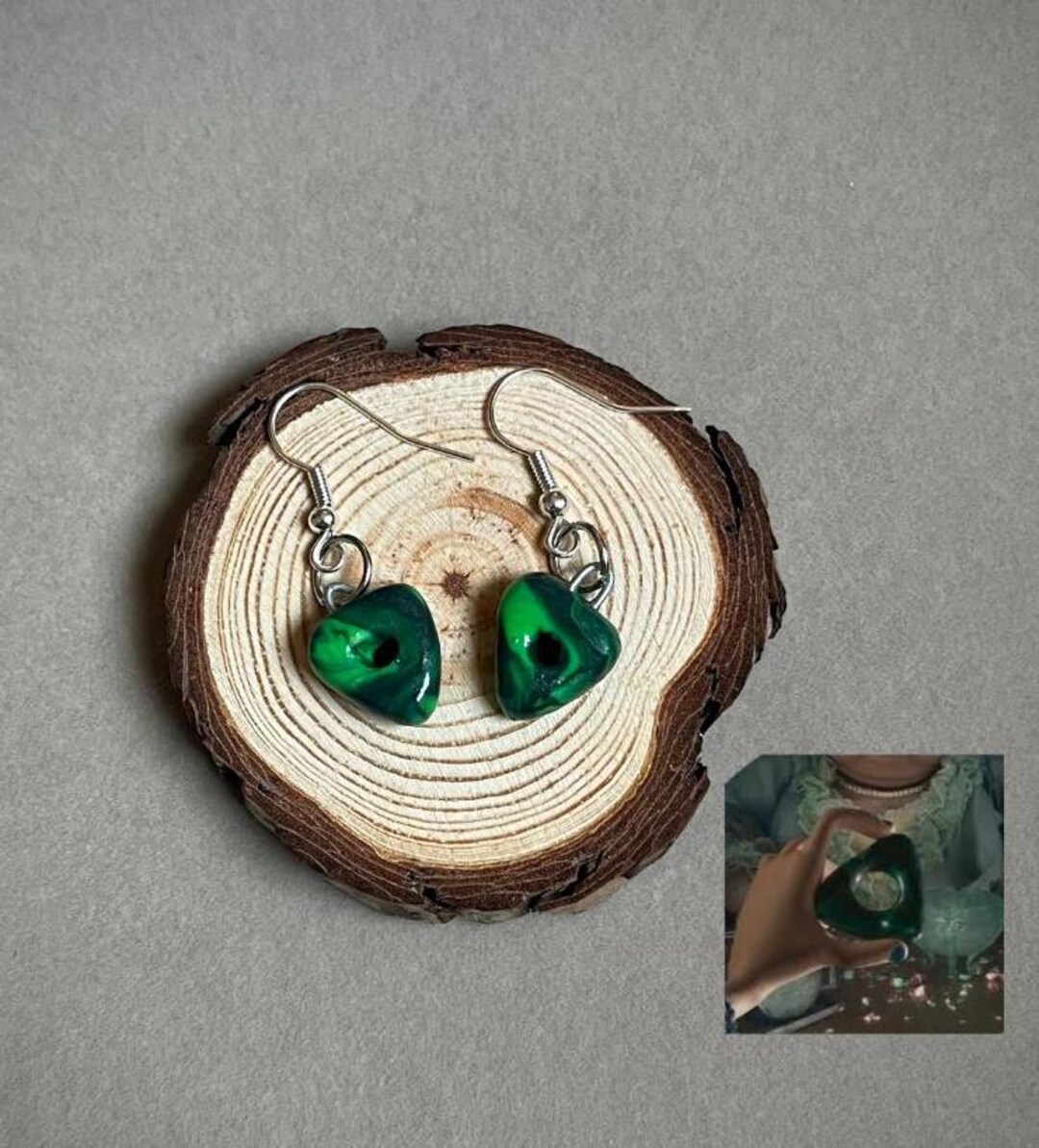 Limited Edition Coraline Seeing Stone Earrings Green Polymer Clay ...
