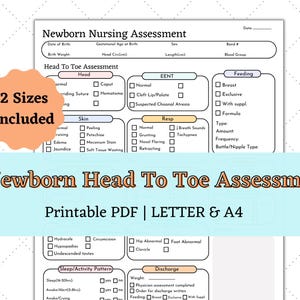 Newborn Head to Toe Assessment Nursing Template, Newborn Report Sheet ...