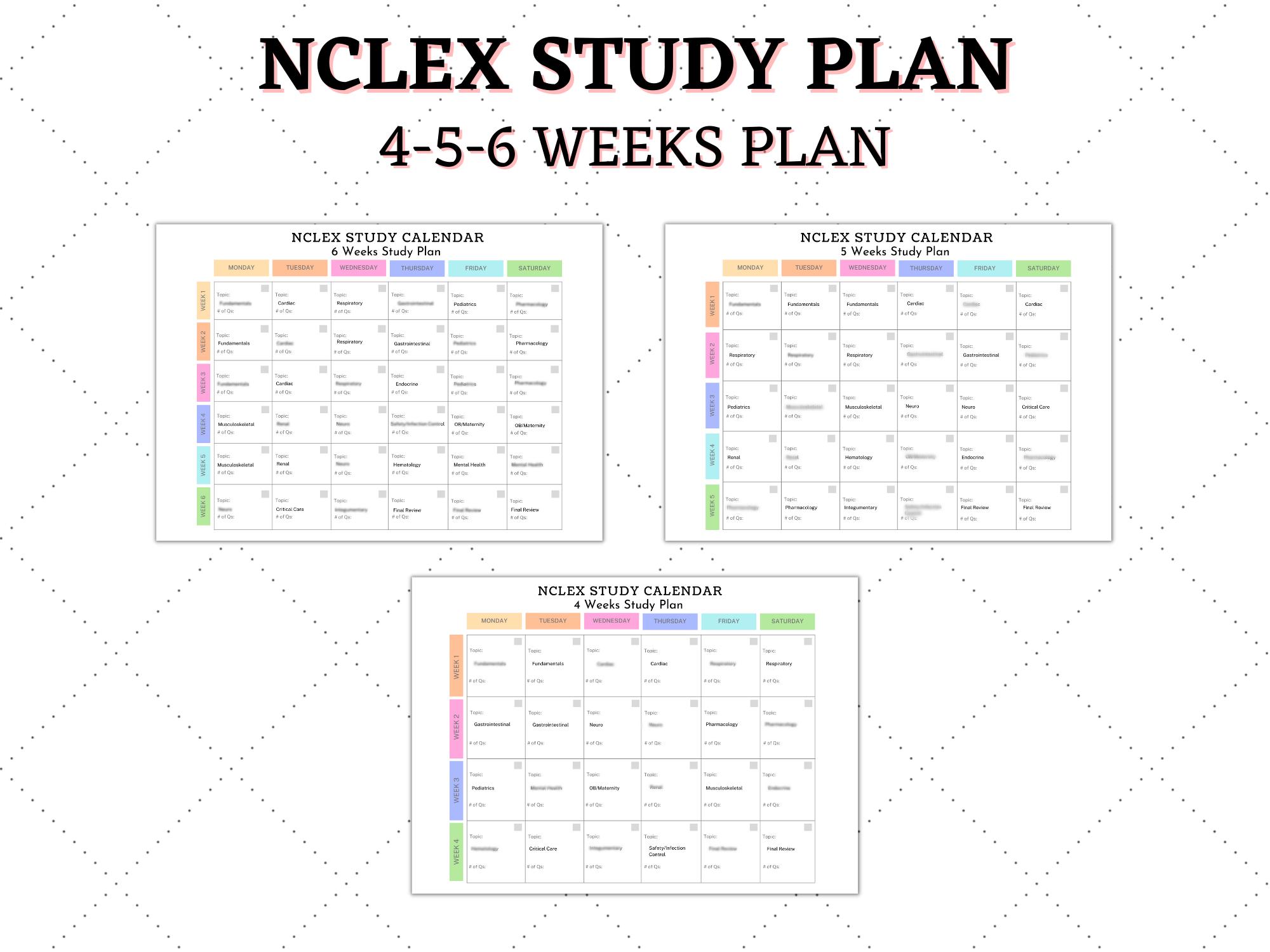 NCLEX Study Plan Calendar | NCLEX Study Guide | NCLEX Study Schedule ...