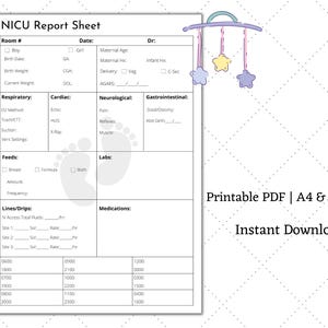 NICU Nurse Report Sheet: Neonatal Nursing Handoff (printable PDF) - Etsy