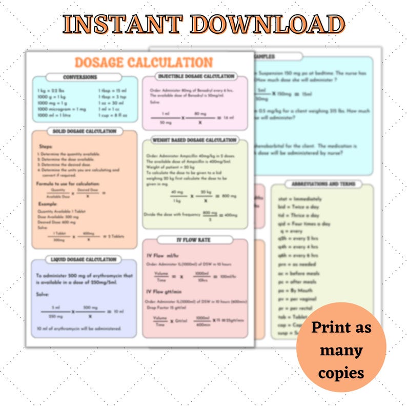 Dosage Calculation, Drug Dose Calculation, Medication Nursing Guide ...