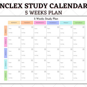 NCLEX Study Plan Calendar NCLEX Study Guide NCLEX Study Schedule ...