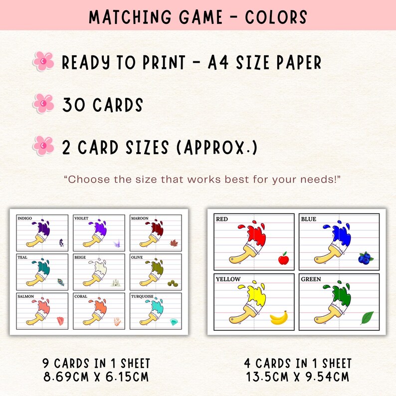 Color Matching Game Printable: Preschool Learning Activity (PDF) - Etsy