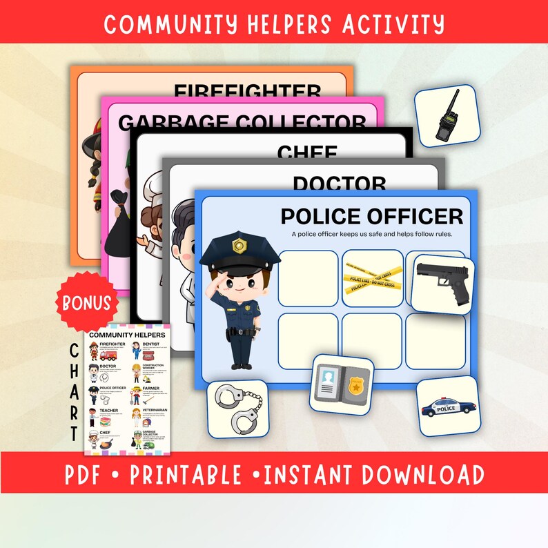 Community Helpers Activity Sheets: Montessori Preschool Learning (PDF ...