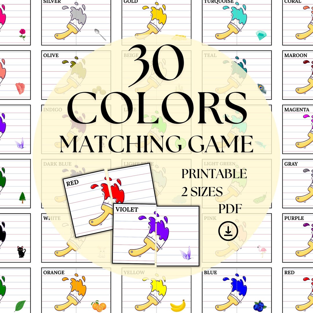 Color Matching Game Printable: Preschool Learning Activity (PDF) - Etsy