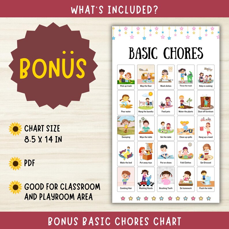 25 Basic Chores Flashcard for Montessori, Educational Classroom ...