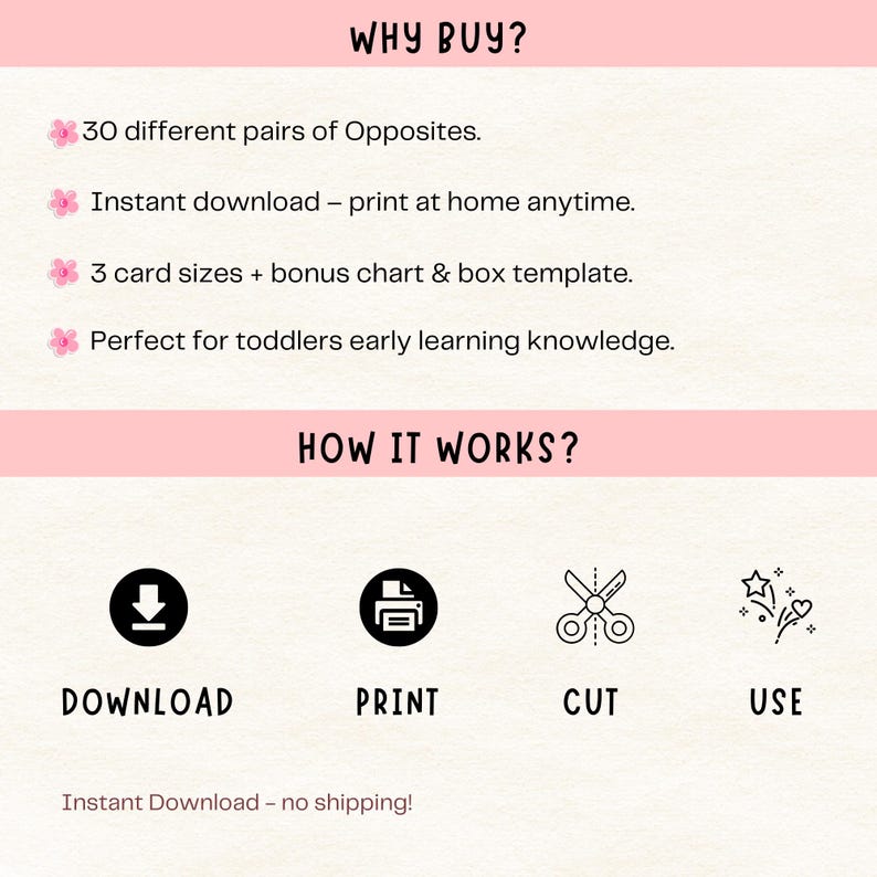60 Opposites Flashcards Printable, 30 Pairs Montessori Antonym Matching ...