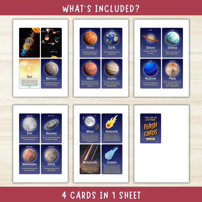 The Solar System Flashcard for Montessori, Educational Classroom ...