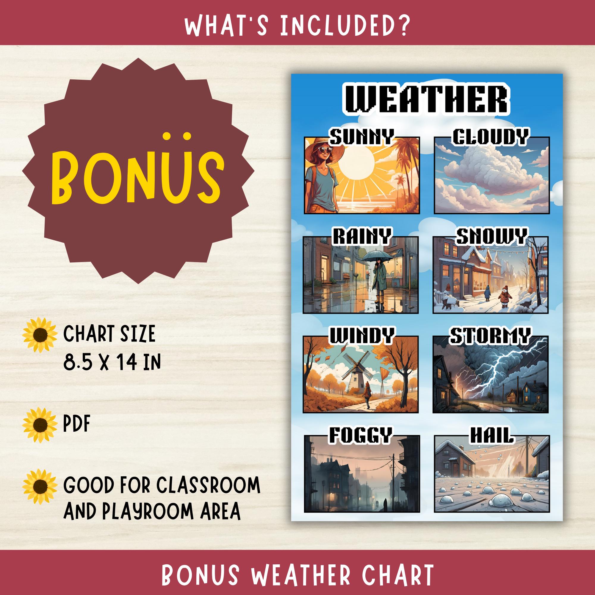 Weather Learning Flashcard for Montessori, Educational Classroom ...