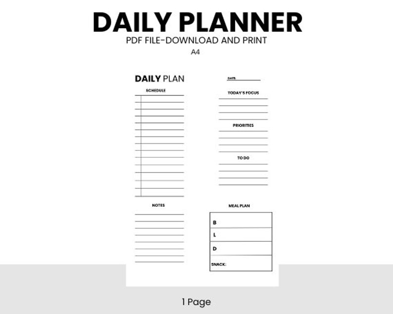Printable Daily Planner Daily to Do List Productivity Planner Daily ...