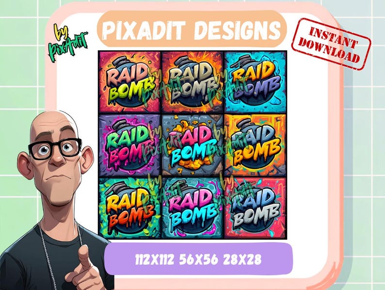 RAID BOMB Emote Pack V2 | 9 Cartoon Bomb Twitch Emotes | Raid Chat ...