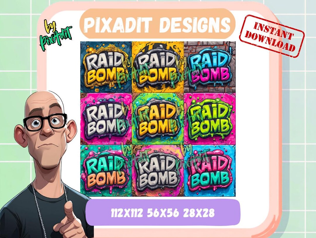 RAID BOMB Emote Pack | 9 Colorful Twitch Chat Emotes | Raid Hype ...